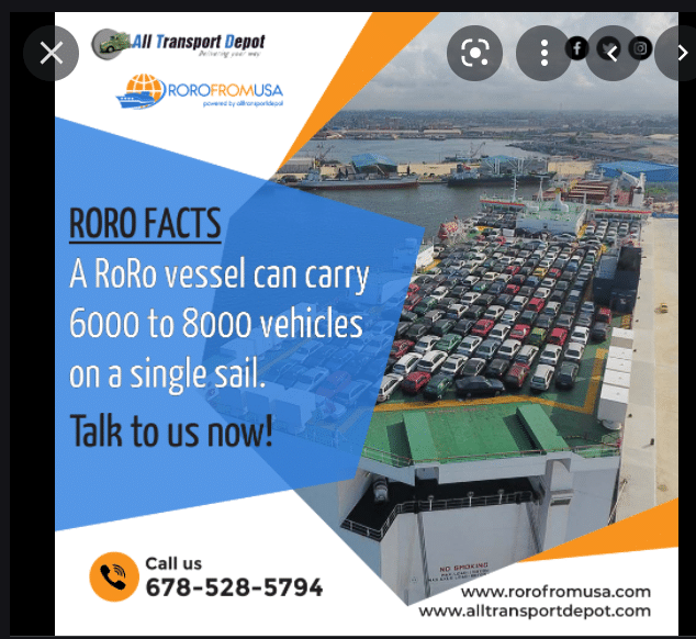 Rollon Rolloff Shipping Services from USA to overseas.Container and Cars