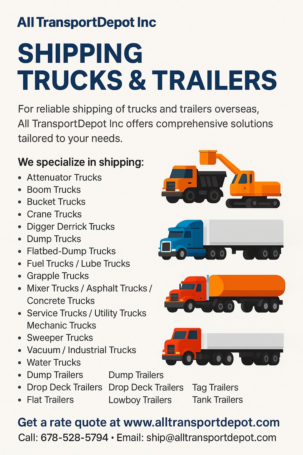 How to Ship Trucks and Trailers from the USA - ALL TRANSPORTDEPOT